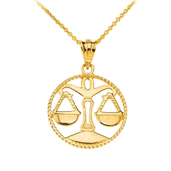 10k Yellow 12 Astrological Zodiac Signs Rope Pendant / Necklace Libra ...