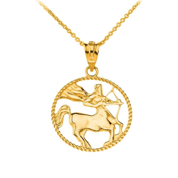 10k Yellow 12 Astrological Zodiac Signs Rope Pendant / Necklace ...