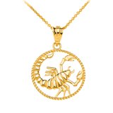 10k Yellow 12 Astrological Zodiac Signs Rope Pendant / Necklace Scorpio ...