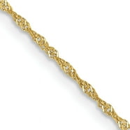 14k Genuine Yellow or White Gold Singapore Rope Chain Necklace, 1mm ...
