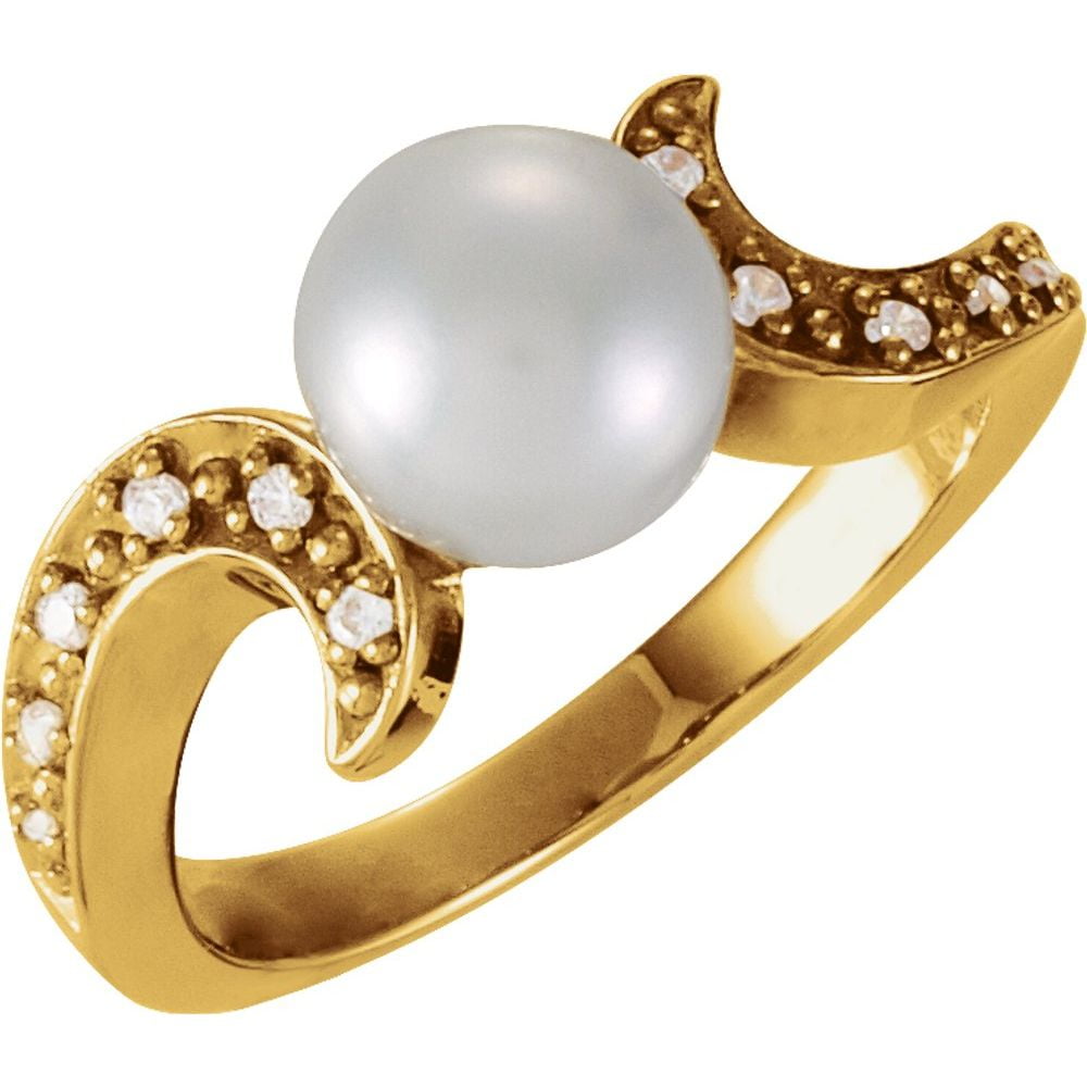 10k Yellow Gold 1.2mm Round Shape Accented Freeform Bypass Fashion Ring ...