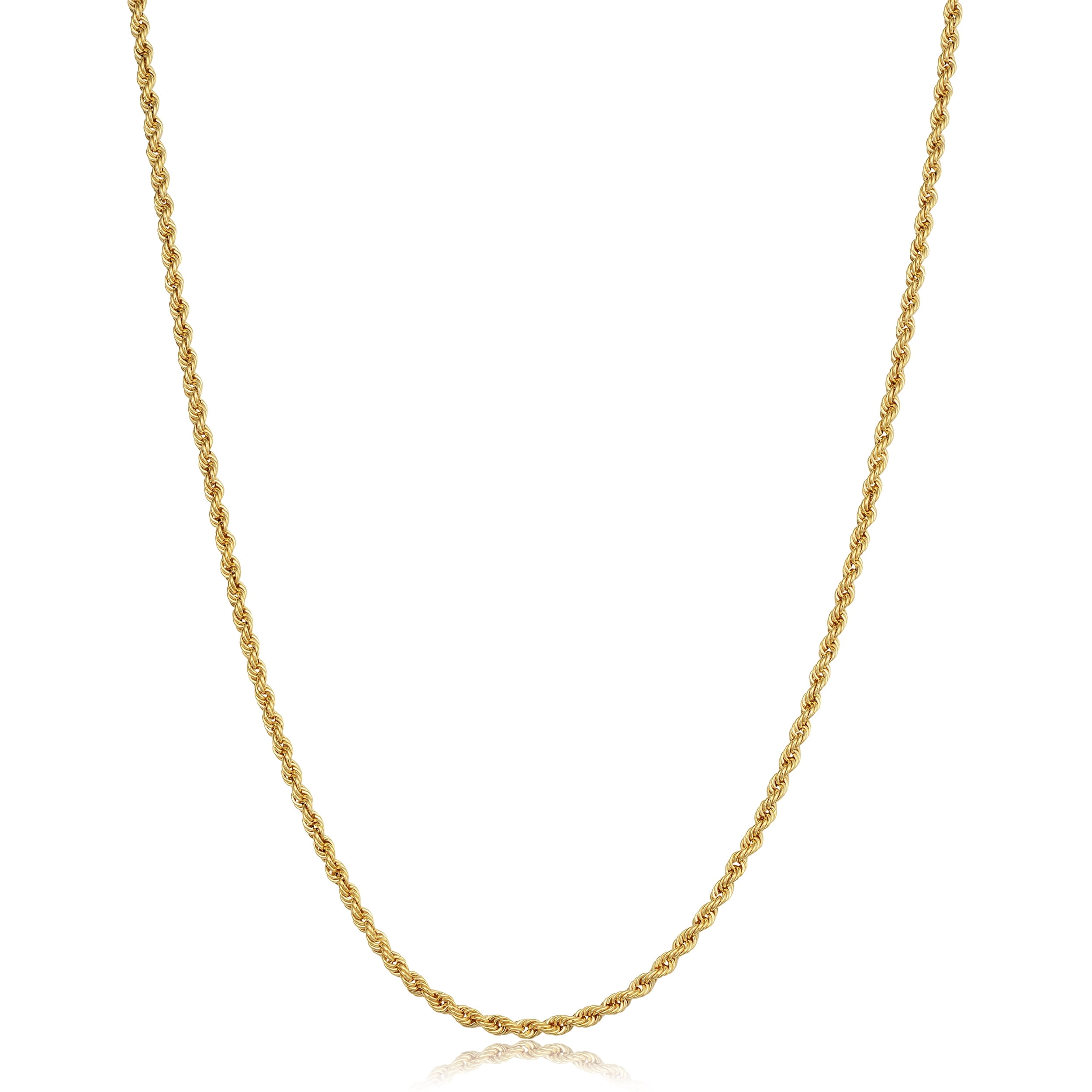 Unisex 10k Yellow Gold 1.8mm Rope Chain Necklace, 18-inch, Tarnish ...