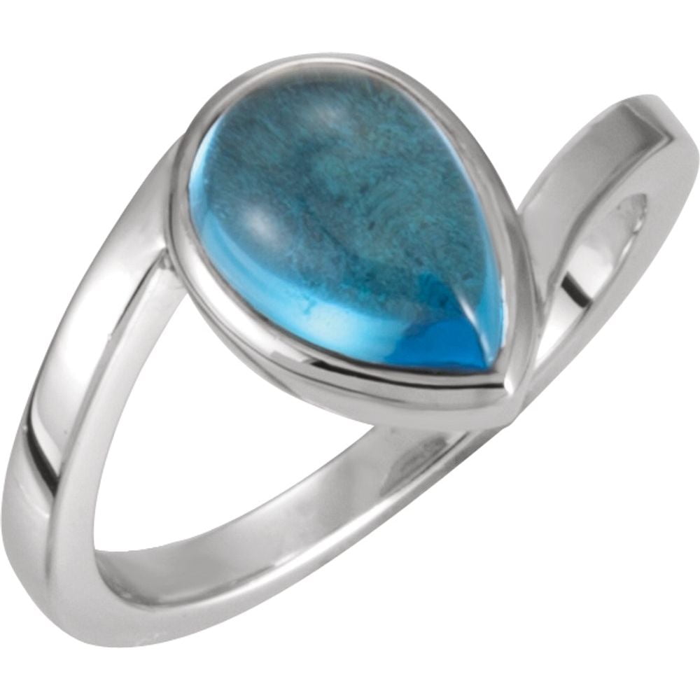 10k Yellow Gold 10x7mm Pear Shape Bezel-Set Solitaire Freeform Bypass ...