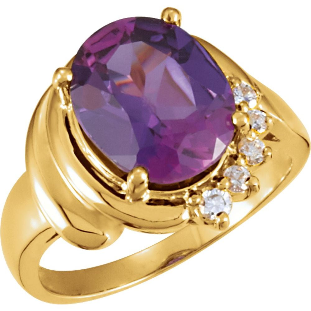 10k Yellow Gold 11x9mm Oval Shape Accented Fashion Ring Fine Jewelry For Women Gifts For Her ...