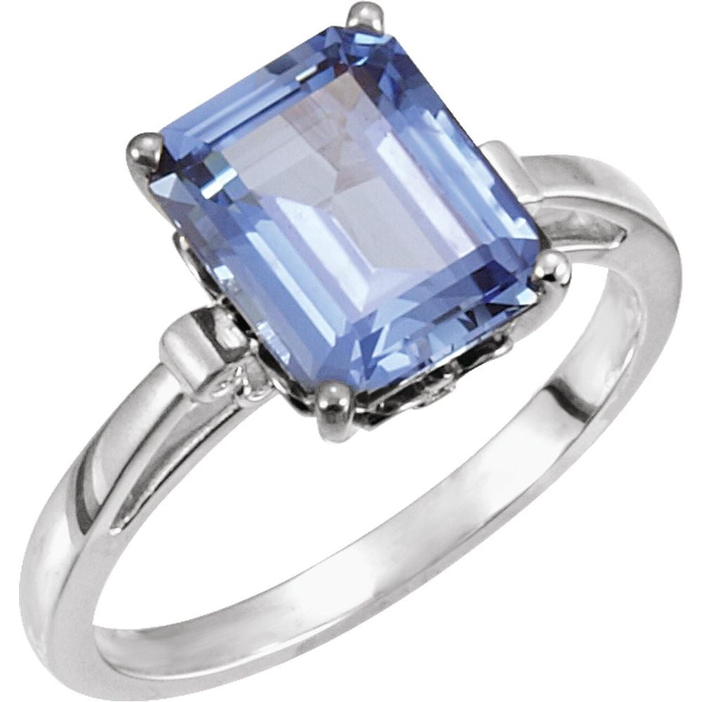 10k Yellow Gold 14x10mm Emerald Cut Fleur-de-lis Solitaire Fashion Ring ...