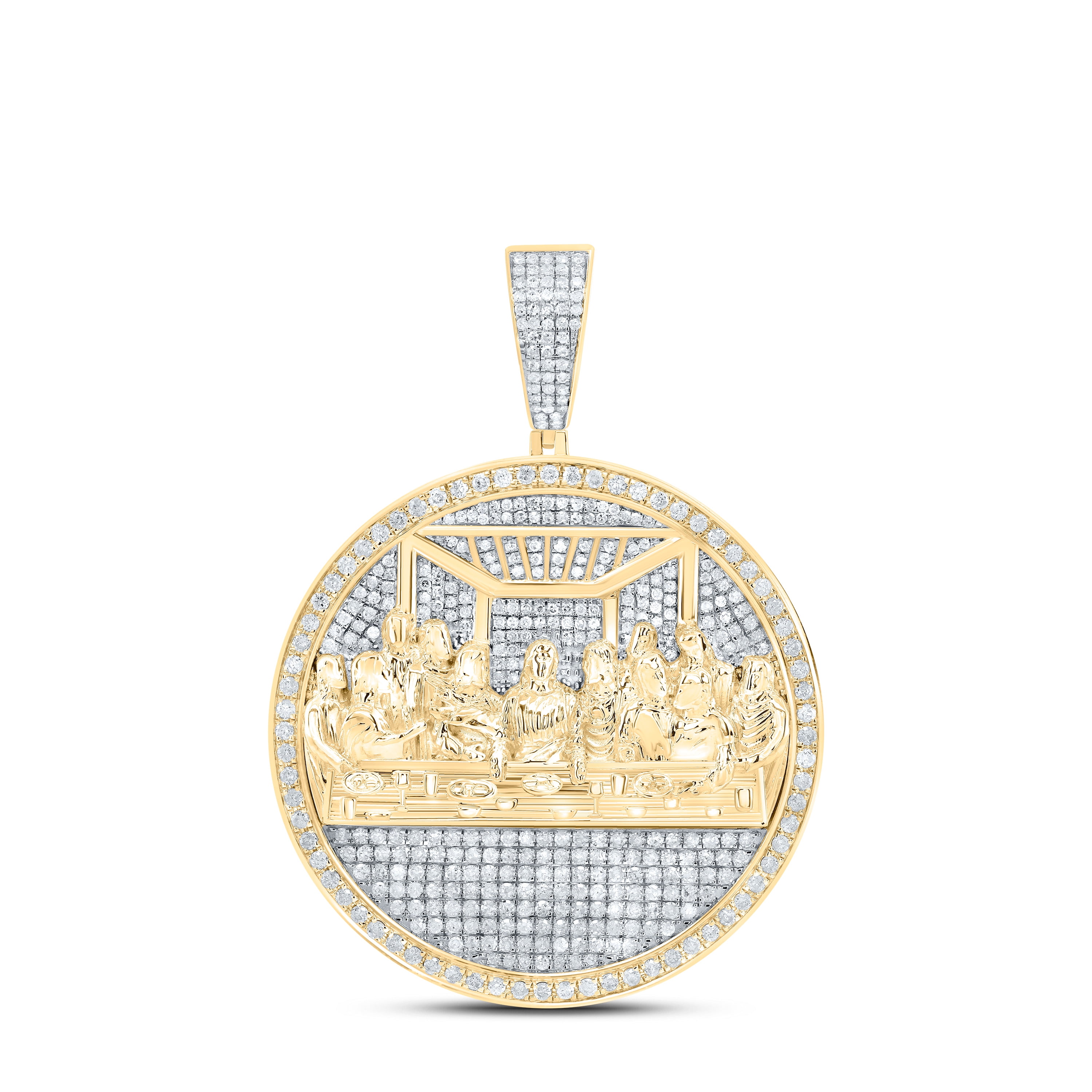 10k Yellow Gold 2 CTW Natural Diamond Last Supper Mens Charm 12.7 Grams ...