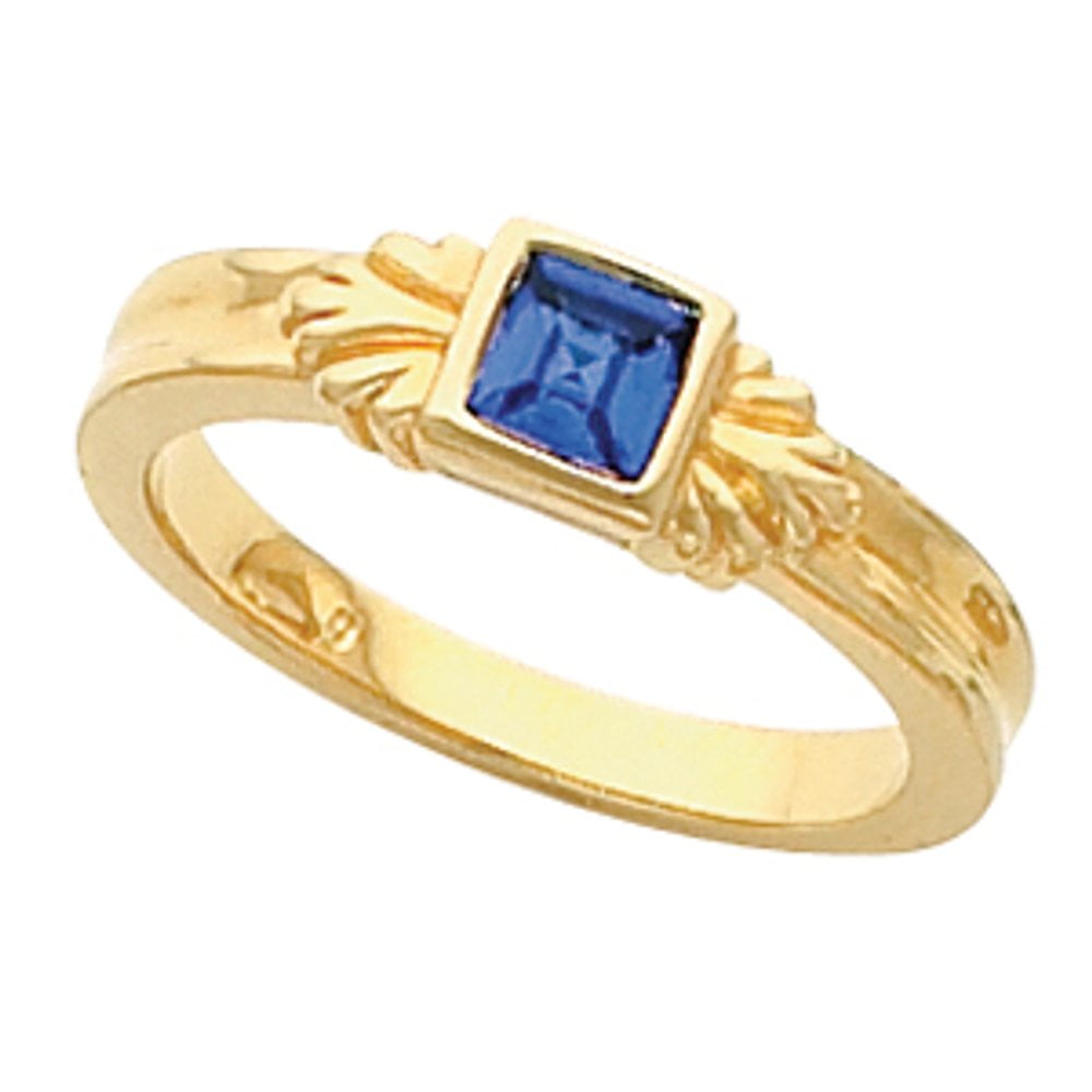 10k Yellow Gold 3mm Square Shape Bezel-Set Solitaire Fashion Ring Fine ...