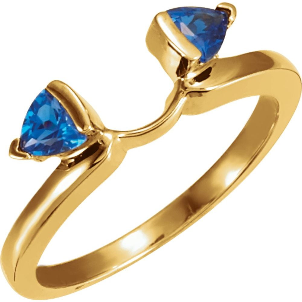 10k Yellow Gold 3mm Trillion Triangle Shape Wrap-Style Bridal Wedding ...