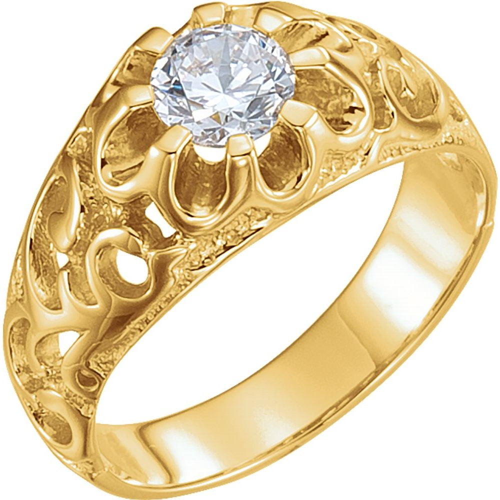 10k Yellow Gold 4.8mm Round Shape Belcher Bridal Wedding Engagement ...