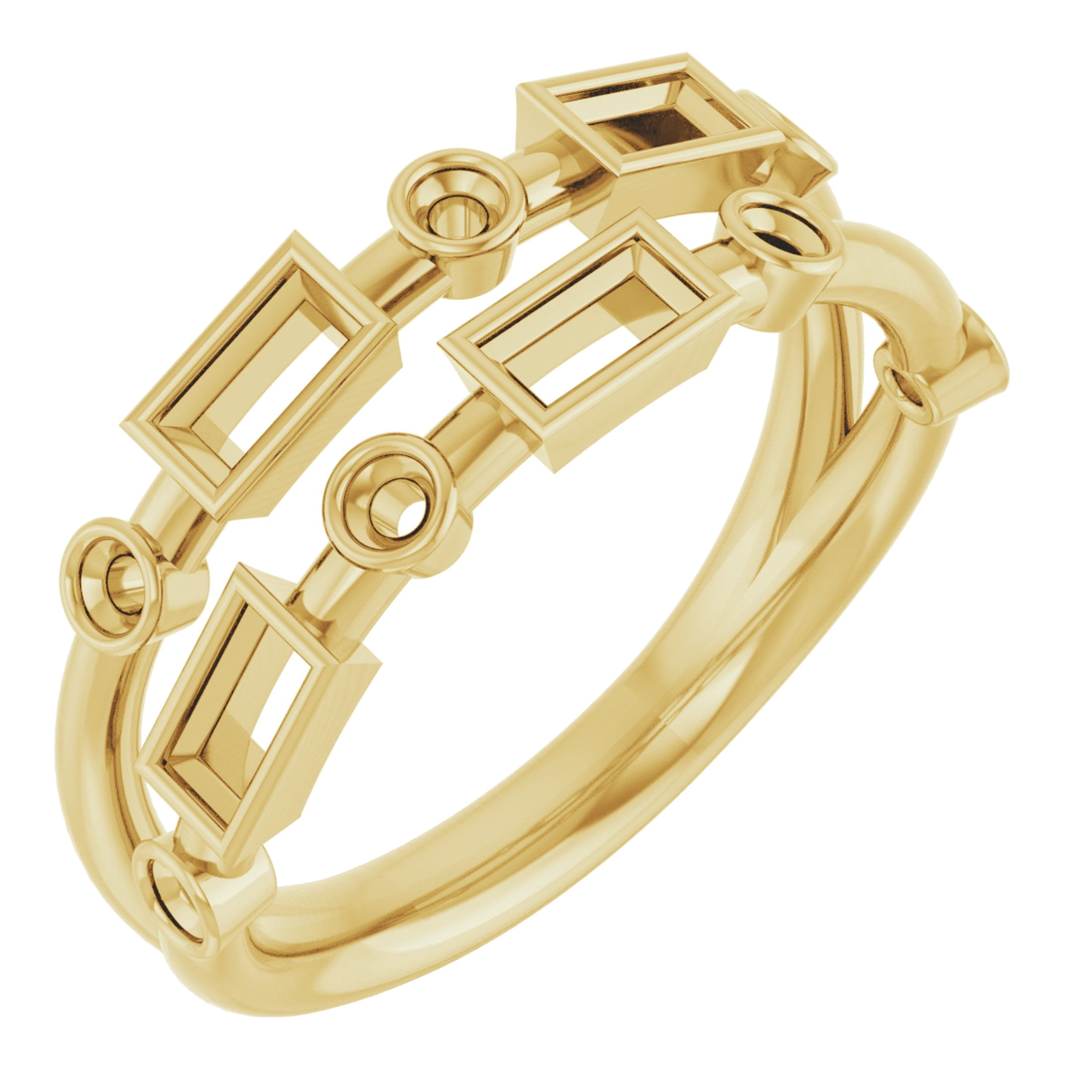 10k Yellow Gold 4 Four-Stone Negative Space Family Fashion Ring Fine ...