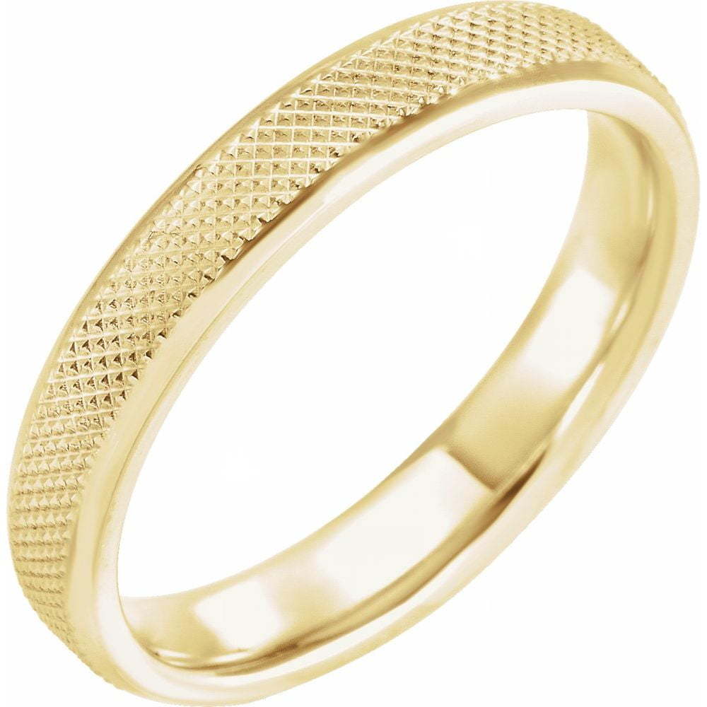 10k Yellow Gold 4mm Knurled Beveled-Edge Bridal Wedding Engagement ...