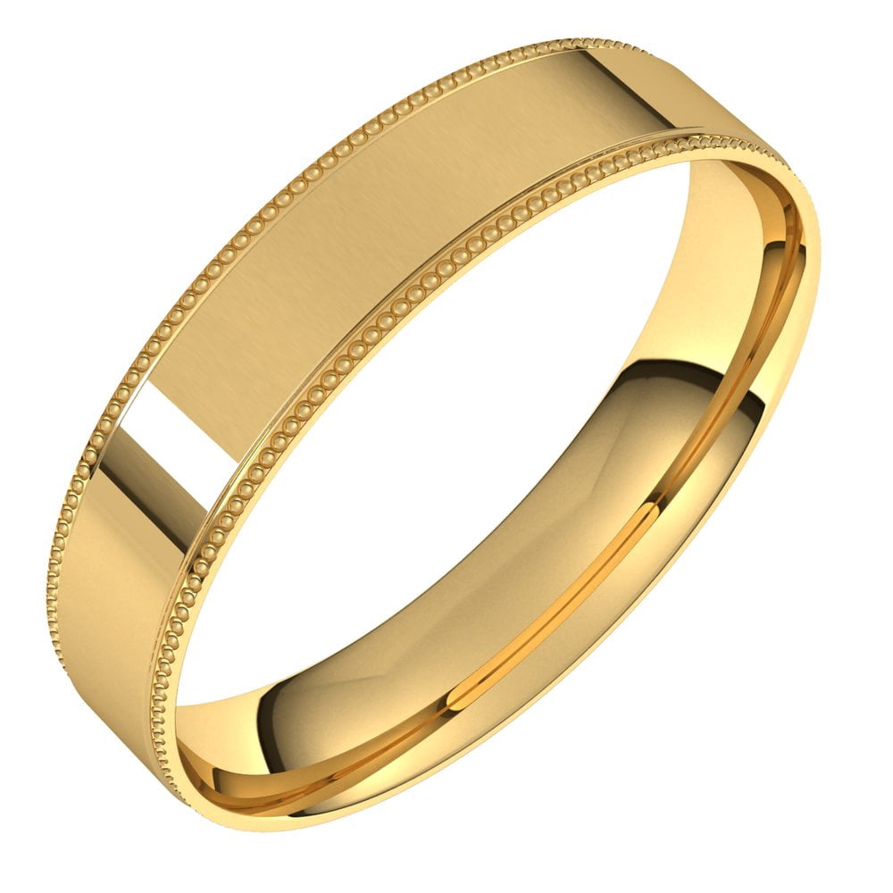 10k Yellow Gold 4mm Milgrain Flat Comfort Fit Edge Classic Bridal ...