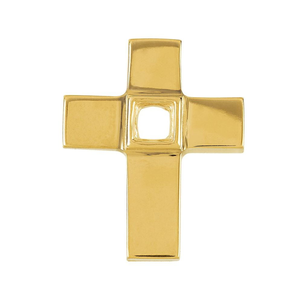 10k Yellow Gold 4mm Square Shape Cabochon Cross Pendant Fine Jewelry ...