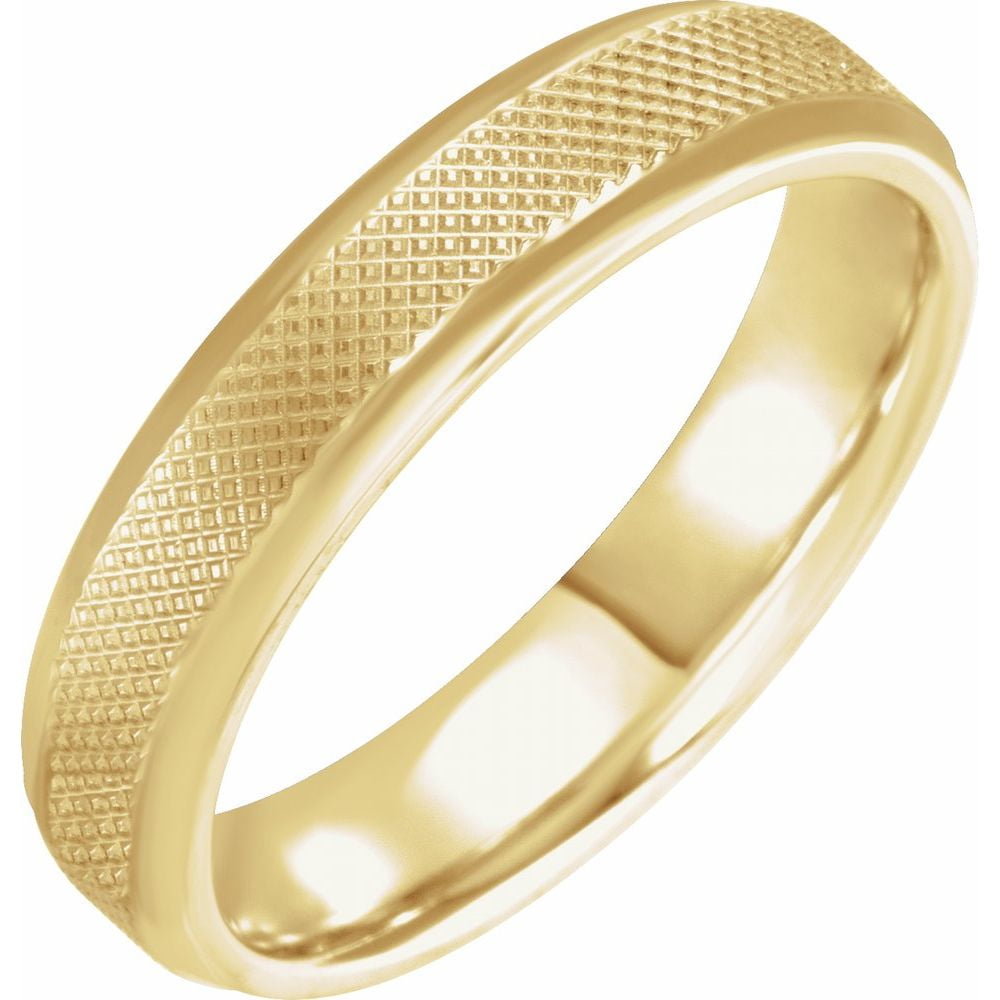 10k Yellow Gold 5mm Knurled Beveled-Edge Bridal Wedding Engagement ...