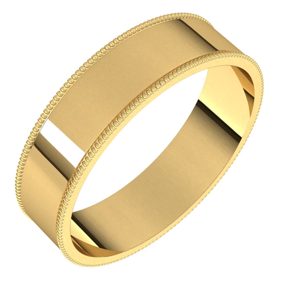 10k Yellow Gold 5mm Milgrain Flat Comfort Fit Classic Bridal Wedding ...