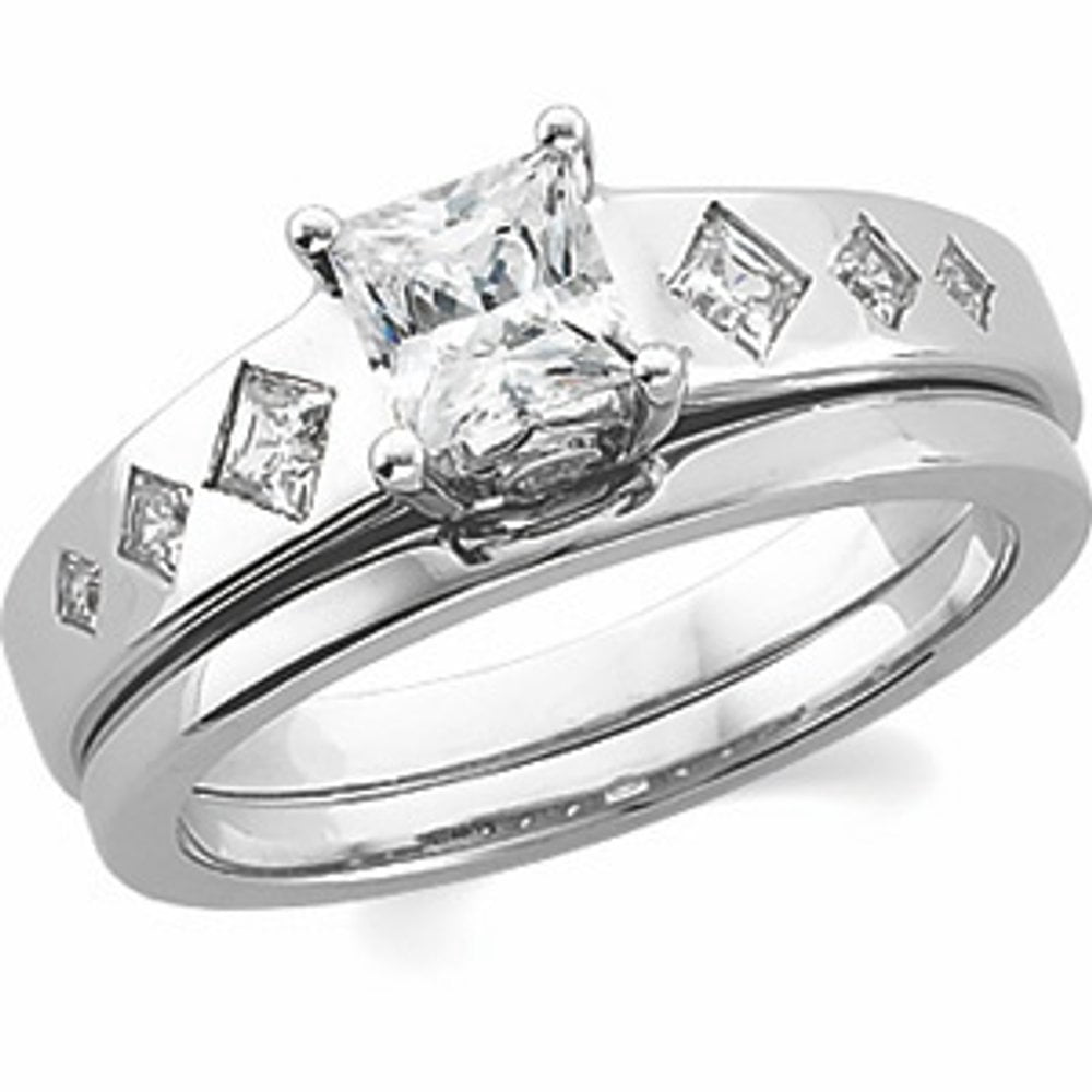 10k Yellow Gold 5mm Square Shape Bridal Wedding Engagement Anniversary ...