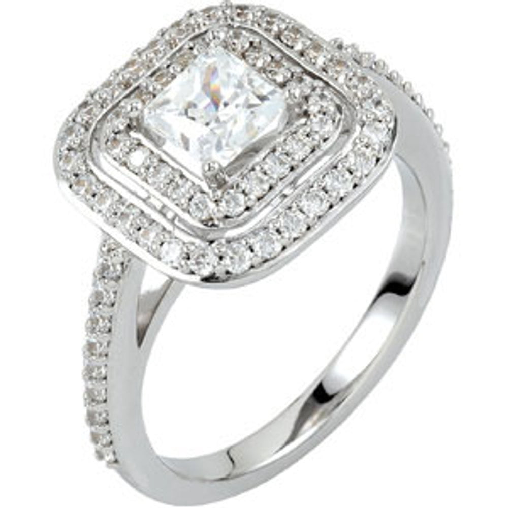 10k Yellow Gold 5mm Square Shape Halo-Style Bridal Wedding Engagement ...
