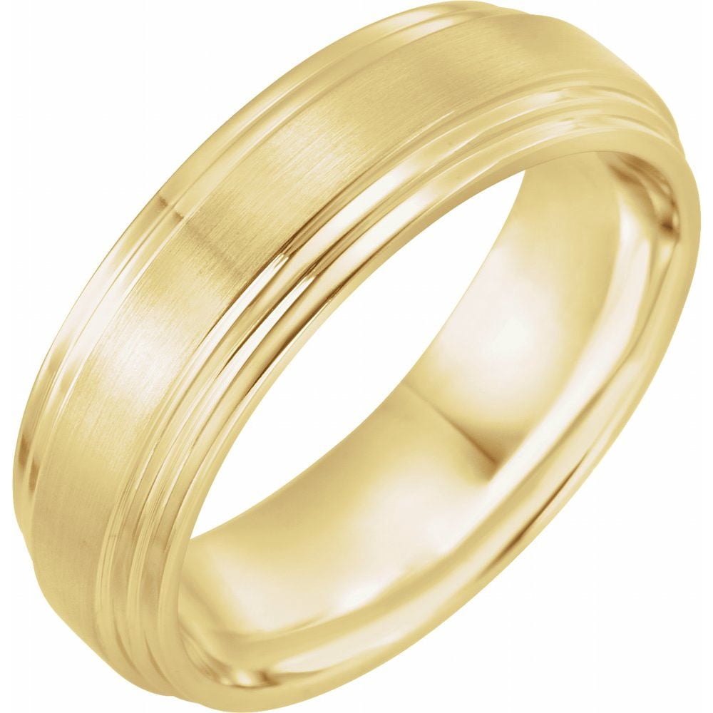 10k Yellow Gold 7mm Double Beveled-Edge Bridal Wedding Engagement ...