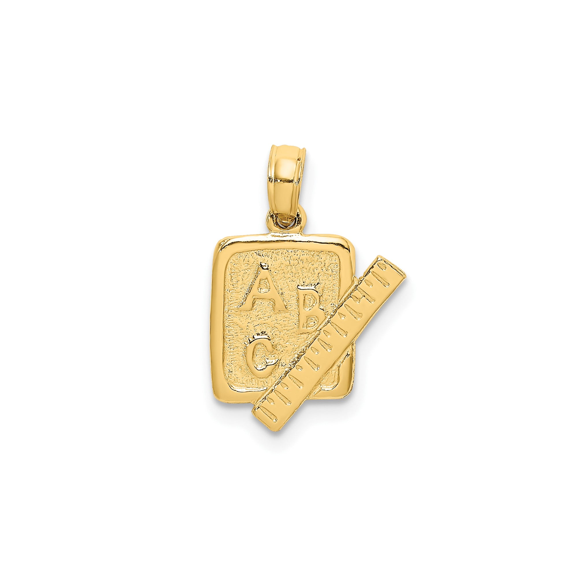 10k Yellow Gold ABC and Ruler Pendant Necklace for Women or Unisex Wear ...
