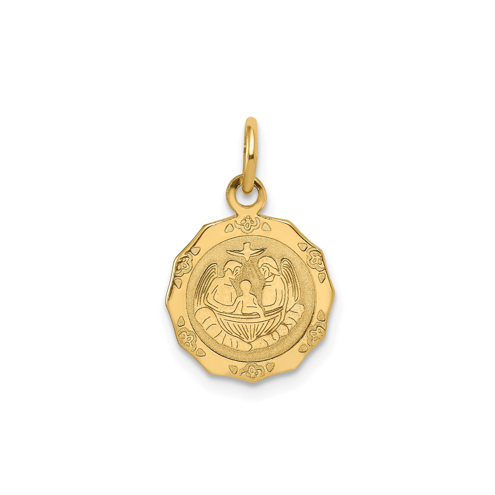 10k Yellow Gold Baptism Pendant Necklace for Women, Christian Religious ...