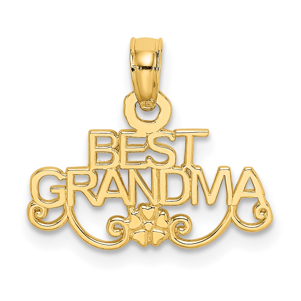 10k Yellow Gold Best Grandma with Flower Pendant Fine Jewelry For Women ...