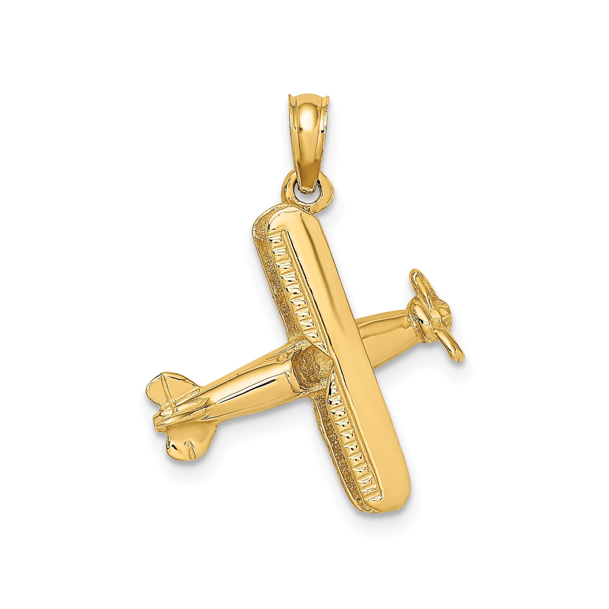 10k Yellow Gold Biplane Pendant for Men and Aviation Fans, Vintage ...