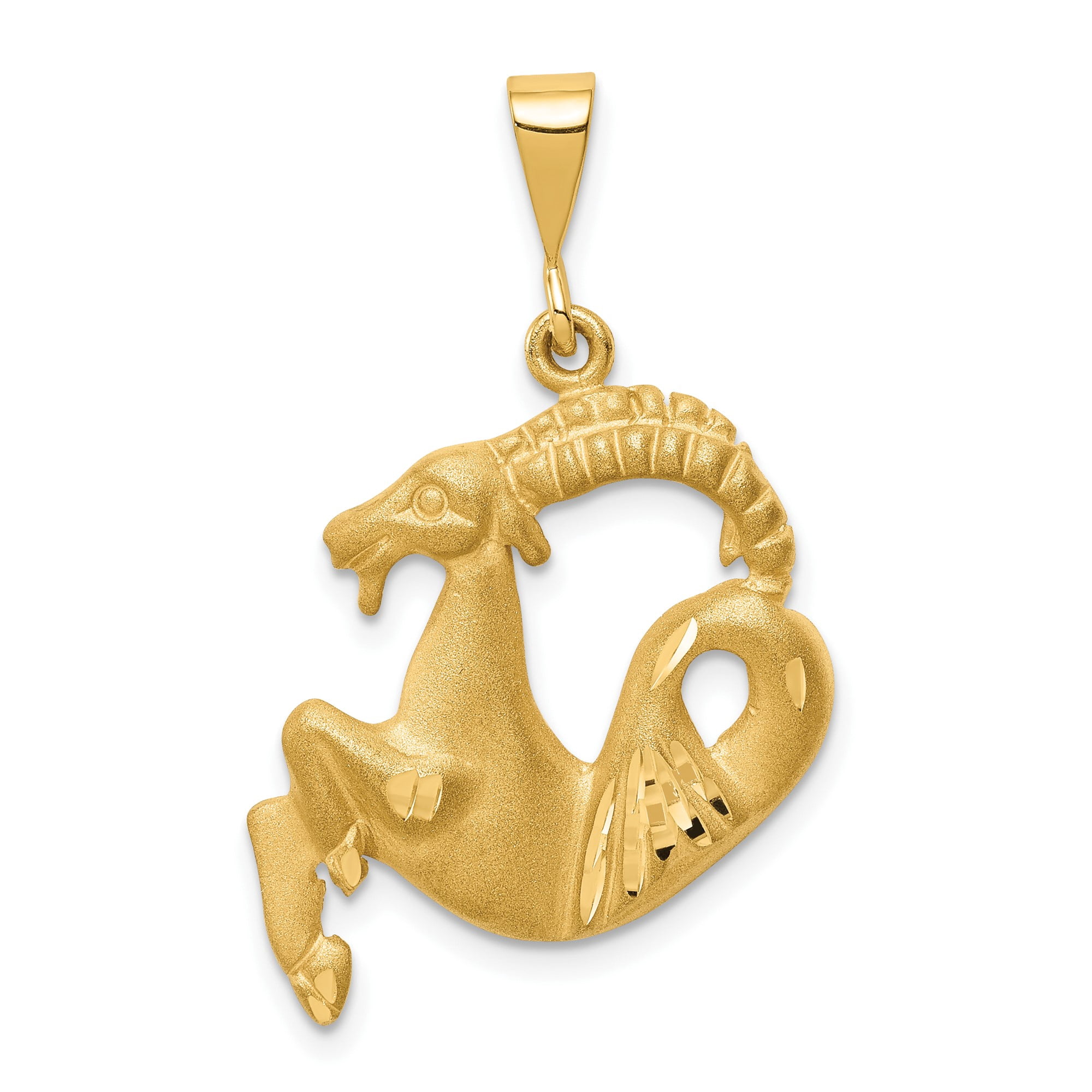 10k Yellow Gold Capricorn Pendant Necklace with Sea-Goat Symbol, Zodiac ...