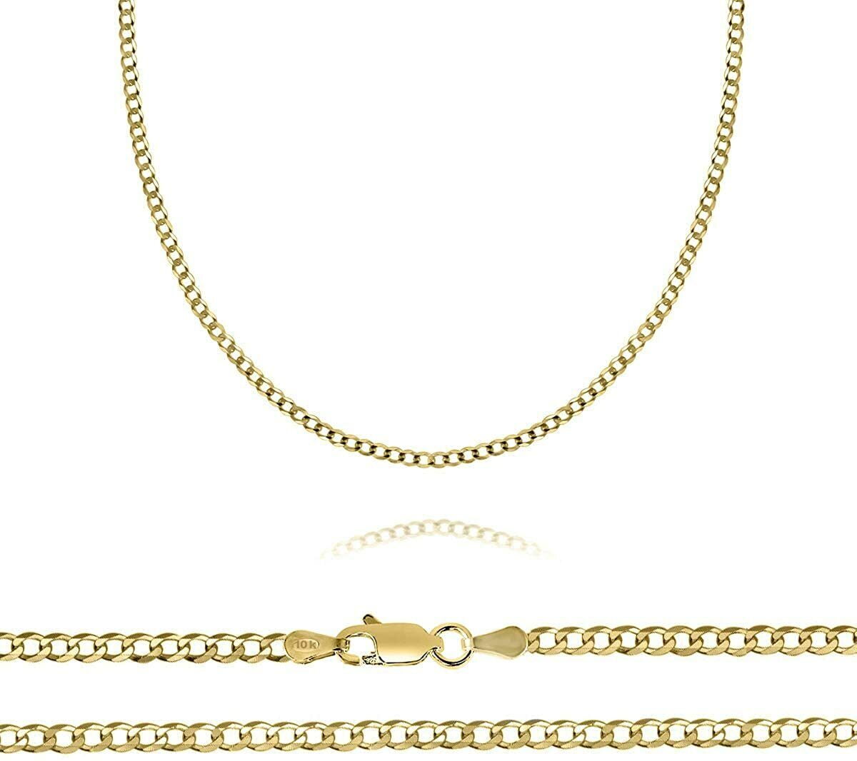 10k Yellow Gold Chain Necklace Rope Curb Figaro Diamond Cut Real 10K ...