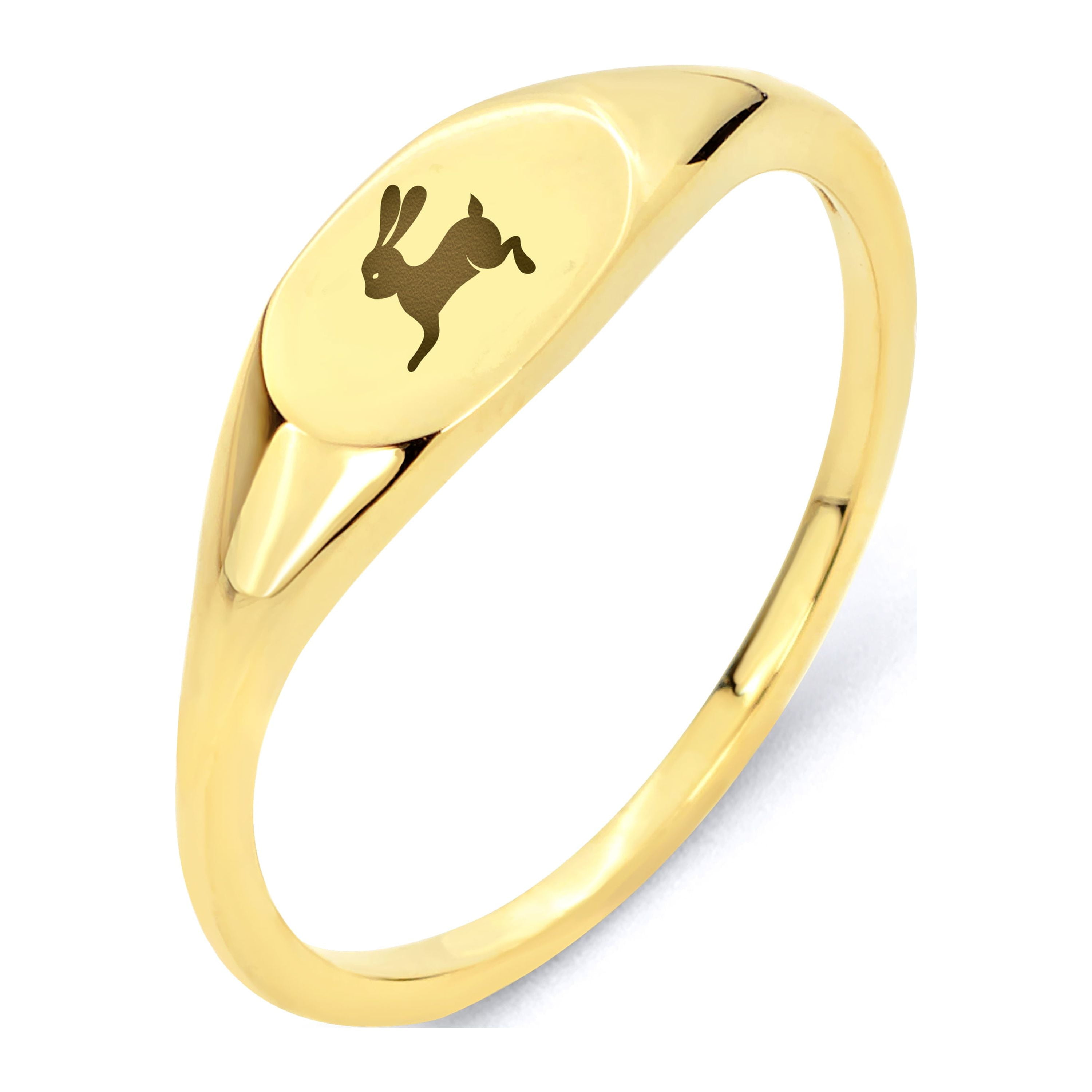 10k Yellow Gold Chinese Zodiac Signet Ring - Solid Gold Year of the ...