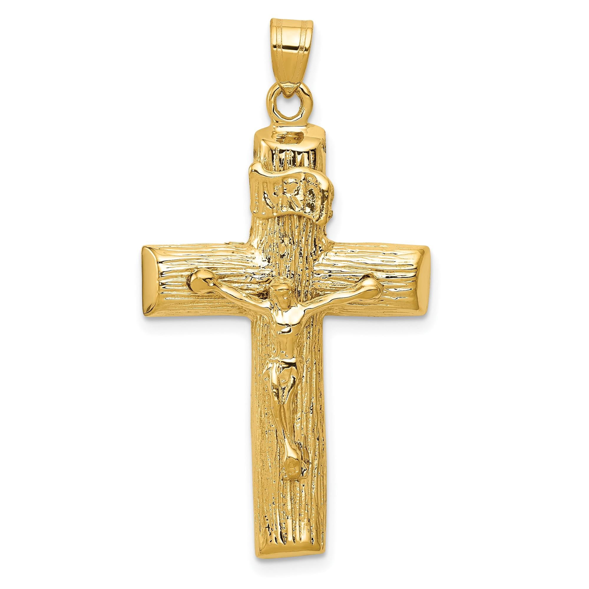 10k Yellow Gold Crucifix Cross Pendant Necklace for Men and Women with ...