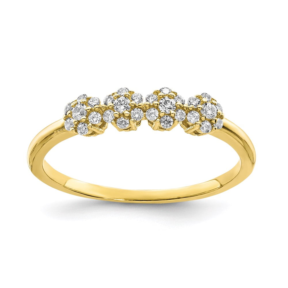 10k Yellow Gold Cubic Zirconia Stackable Ring Fine Jewelry For Women Gifts For Her - Walmart.com