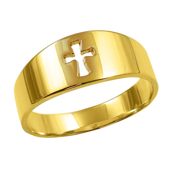 10k Yellow Gold Cut Out Cross Band Ring (Size 4.25) - Walmart.com