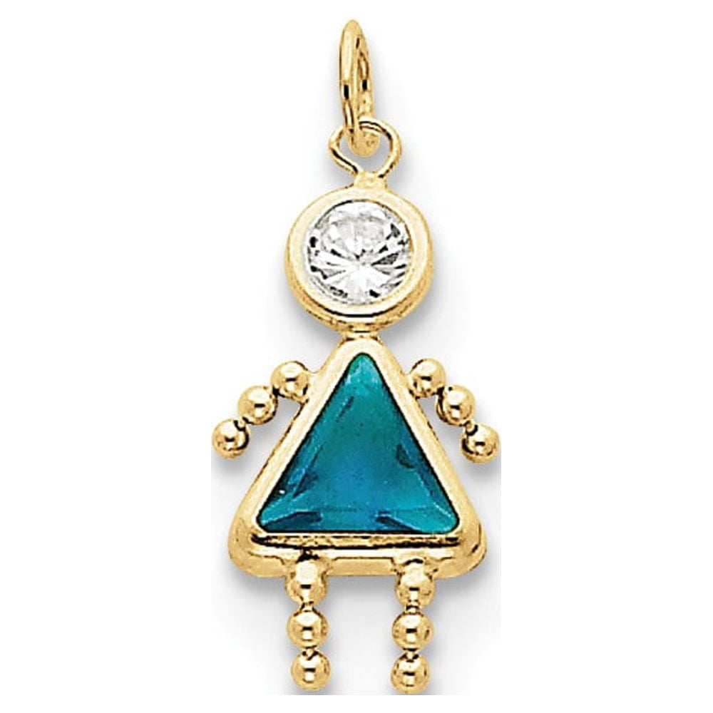 10k Yellow Gold December Girl Birthday Month Colored Stone Charm ...