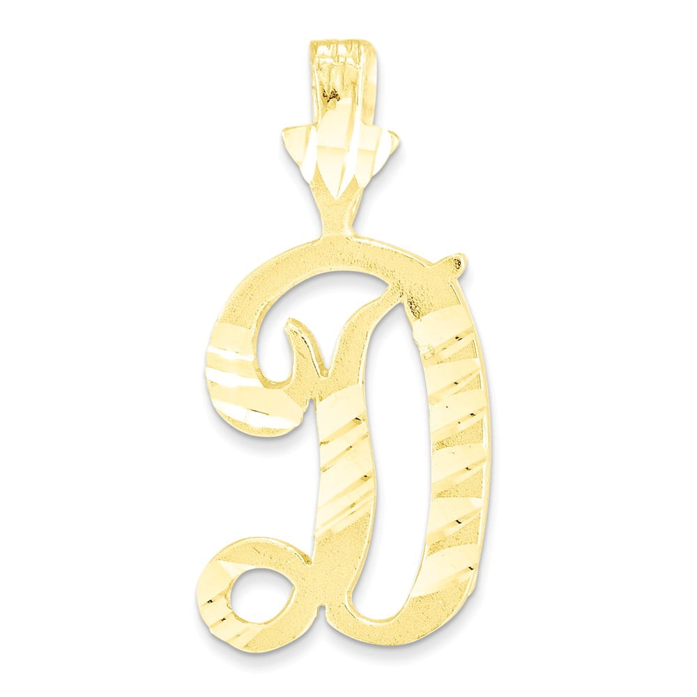 10k Yellow Gold Diamond-cut Grooved Initial D Charm - Walmart.com