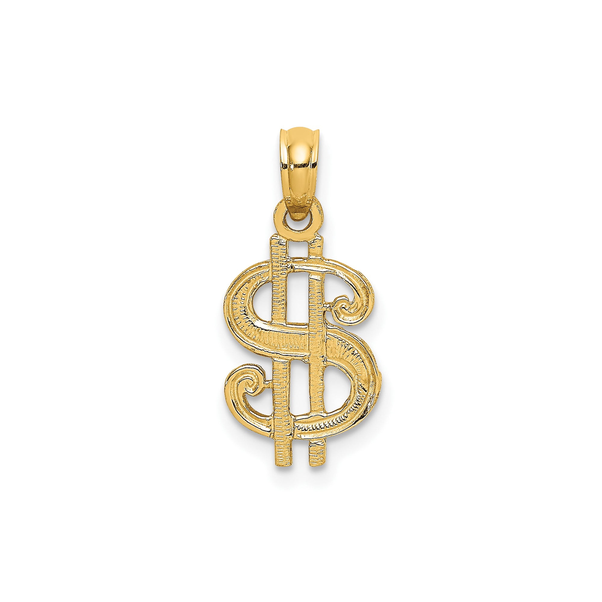 10k Yellow Gold Dollar Sign Pendant for Men and Women, Urban Hip-Hop ...