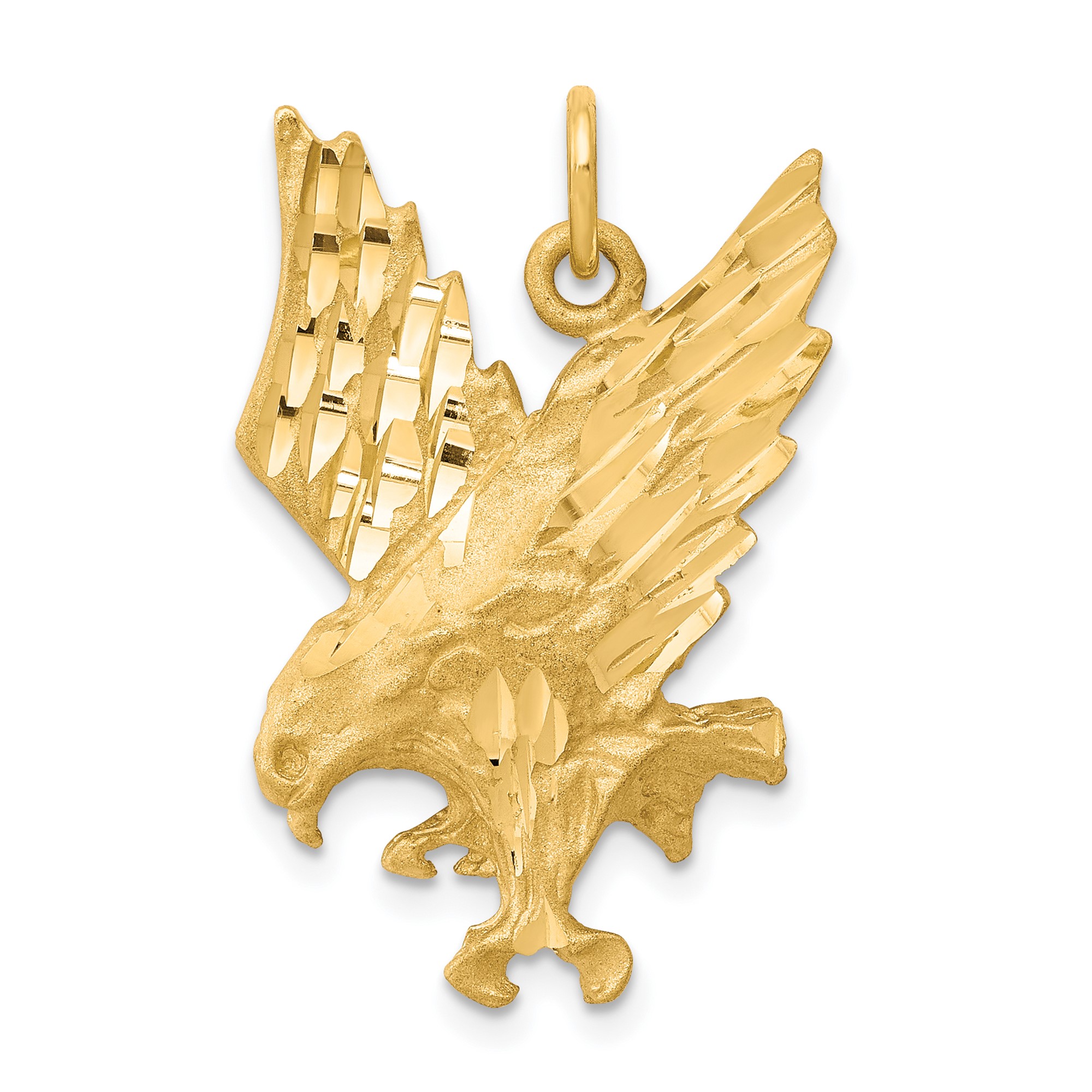 10k Yellow Gold Eagle Pendant for Men or Unisex, Textured and High ...