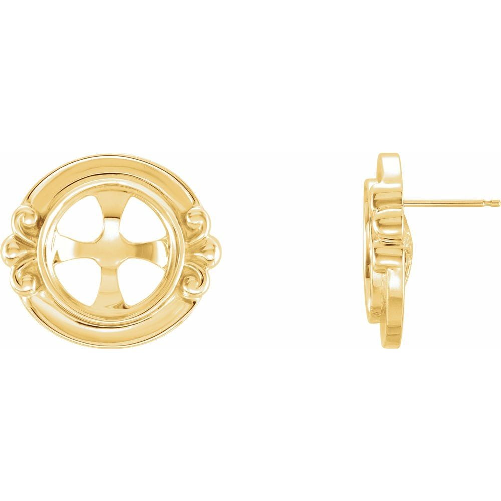 10k Yellow Gold Earring Mounting for 12mm Pearl Fine Jewelry For Women ...