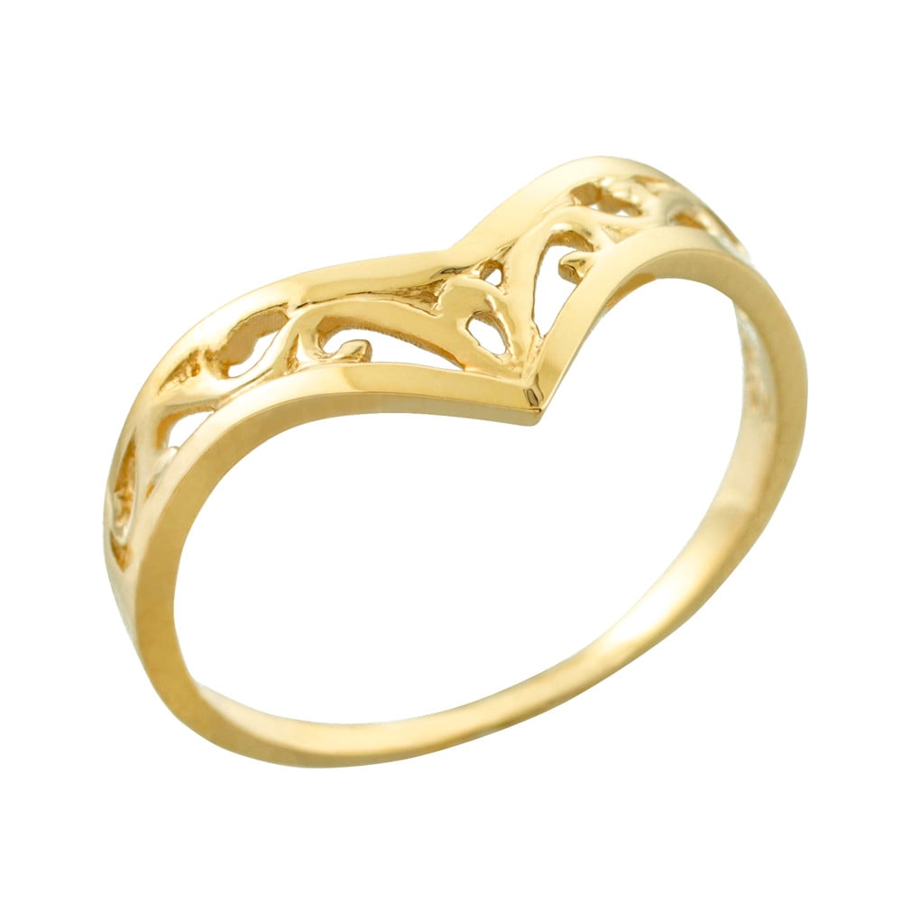 10k Yellow Gold Filigree Chevron Ring (Size 5.5) - Walmart.com