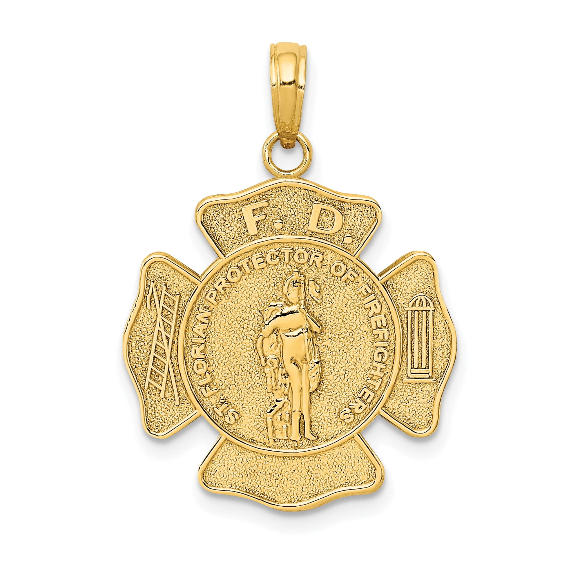 10k Yellow Gold Firefighter Pendant with Maltese Cross, St Florian ...