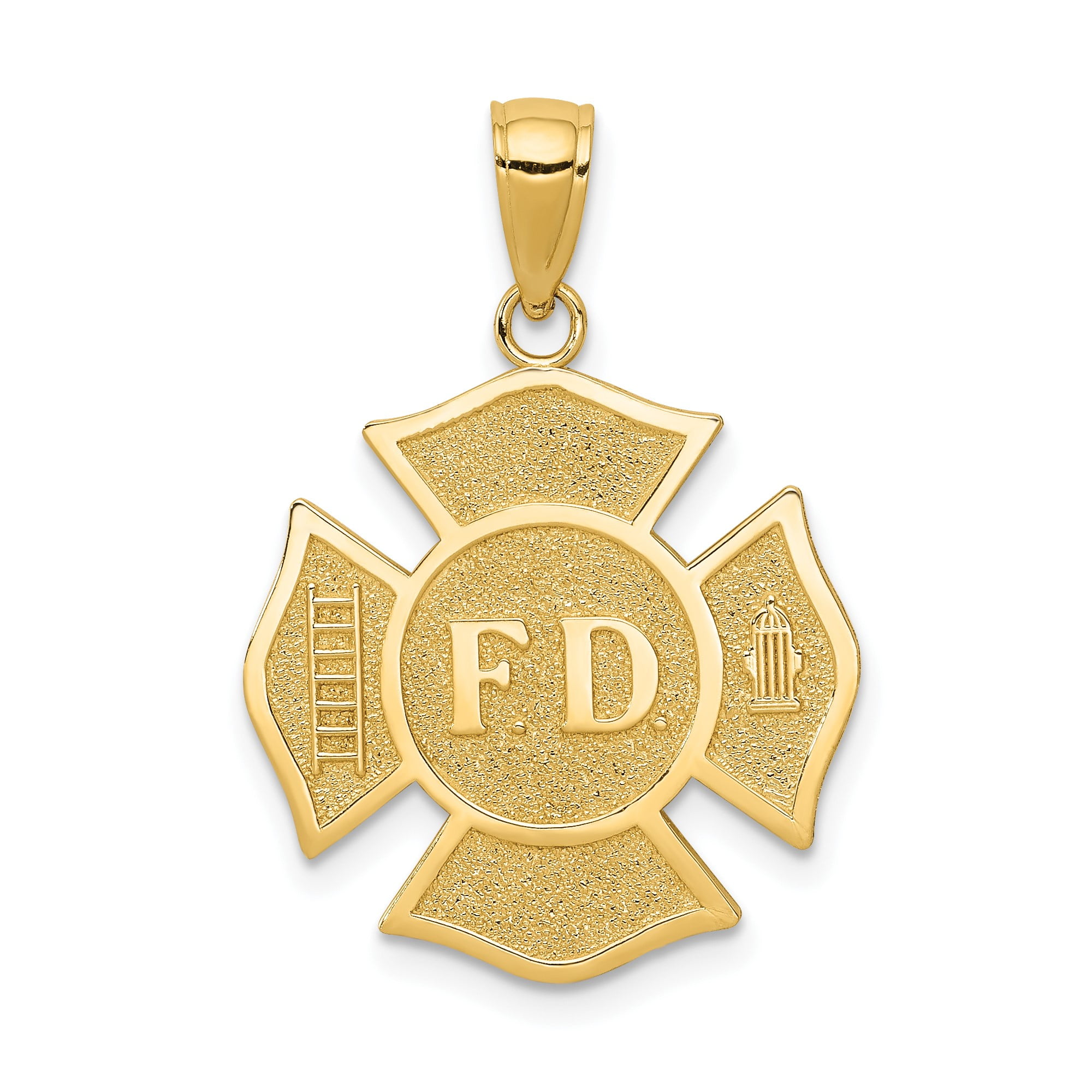 10k Yellow Gold Firefighter Pendant for Men or Unisex with Maltese ...