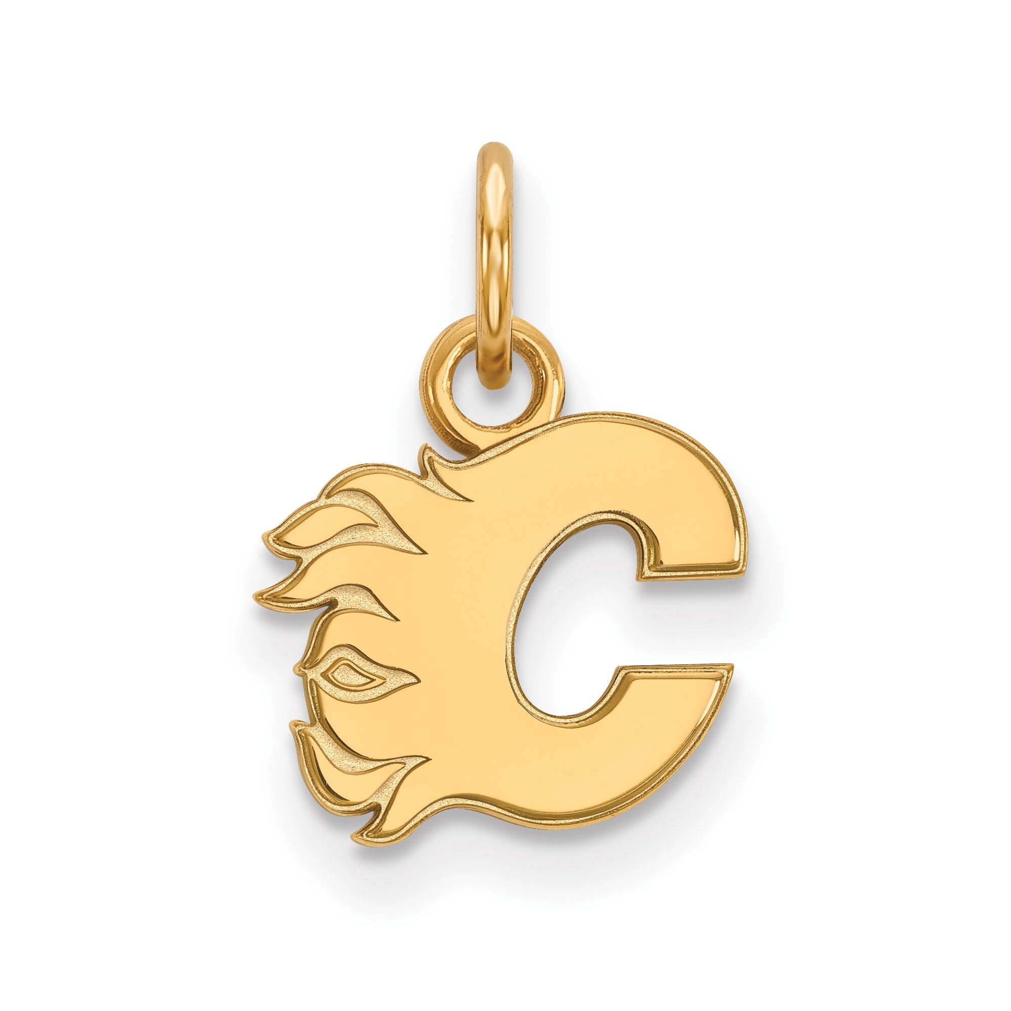 10k Yellow Gold Flaming C Pendant for Sports Fans, Unisex Hockey Charm ...