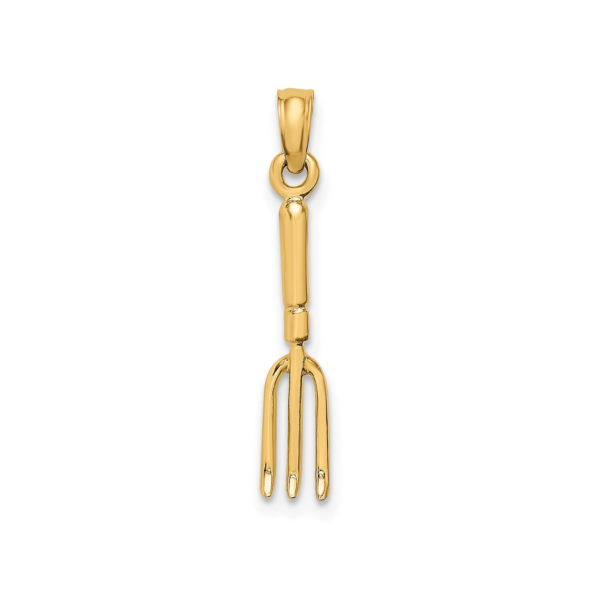 10k Yellow Gold Garden Fork Pendant for Men or Women, Miniature ...