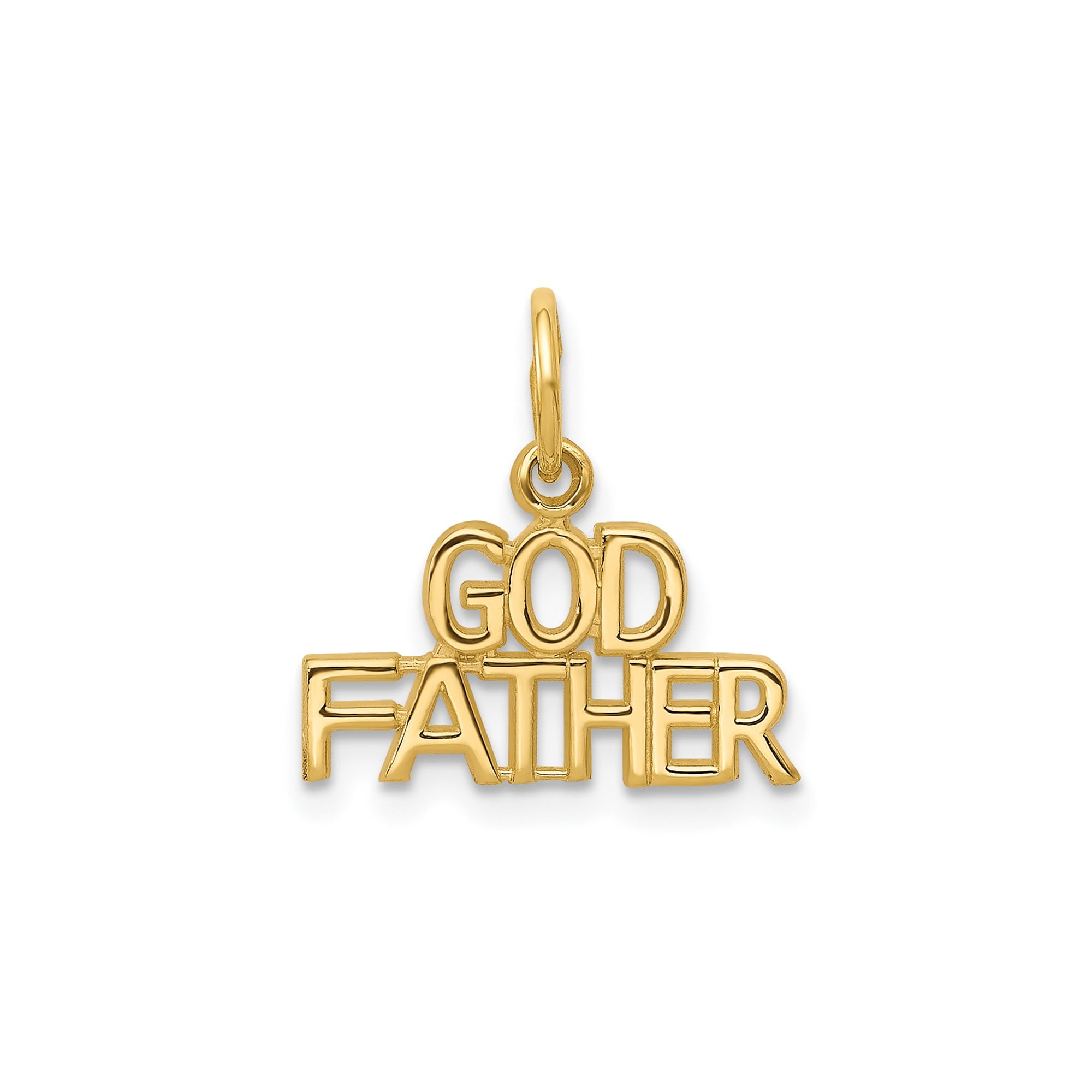 10k Yellow Gold Godfather Pendant for Men, Polished Block Letter ...