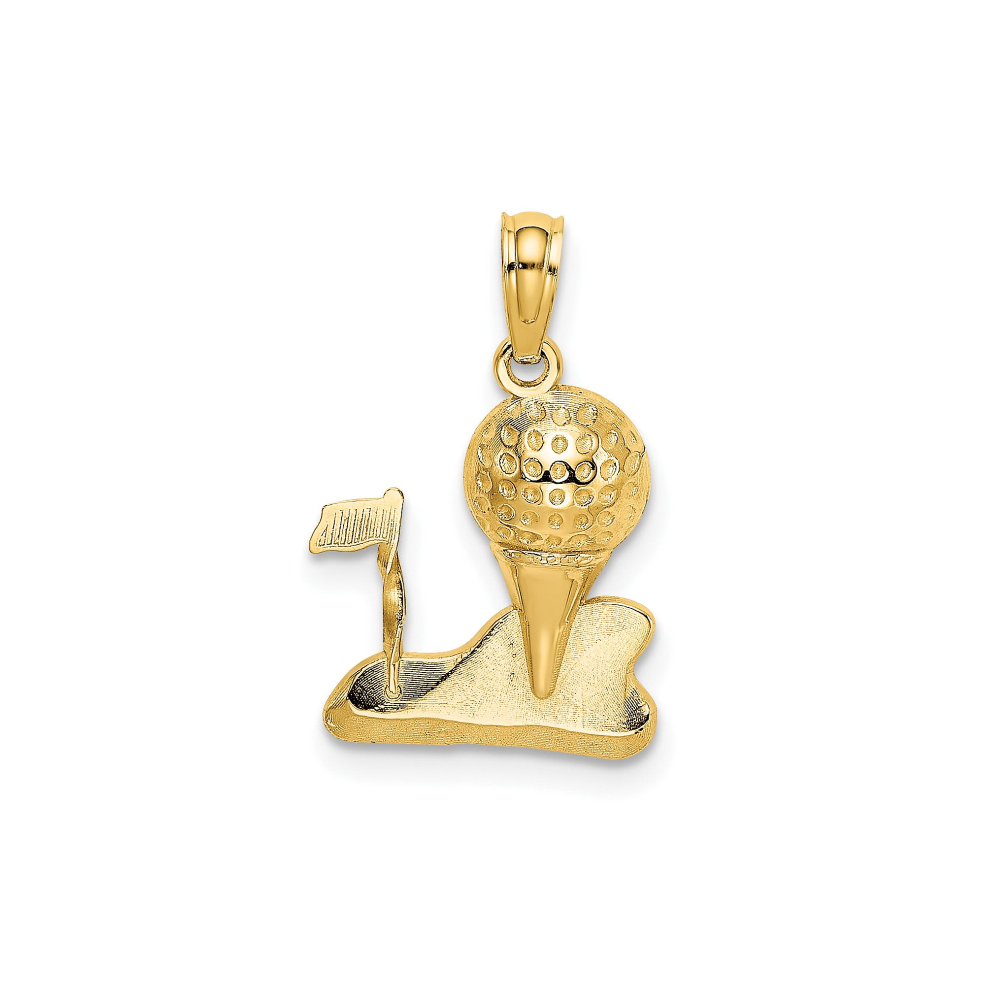 10k Yellow Gold Golf Pendant for Men and Women with Ball on Tee, Flag ...