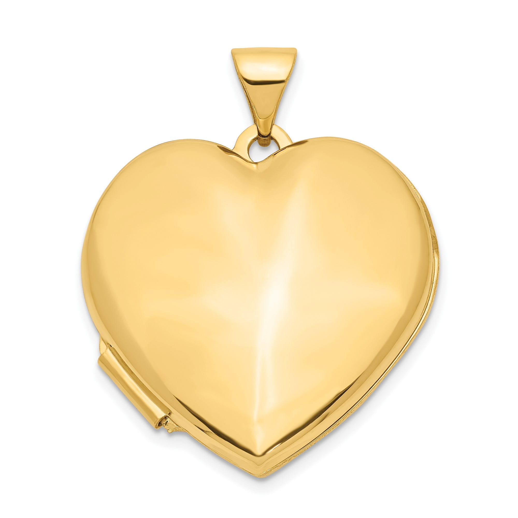 10k Yellow Gold Heart Locket Pendant for Women with Hinged Design ...
