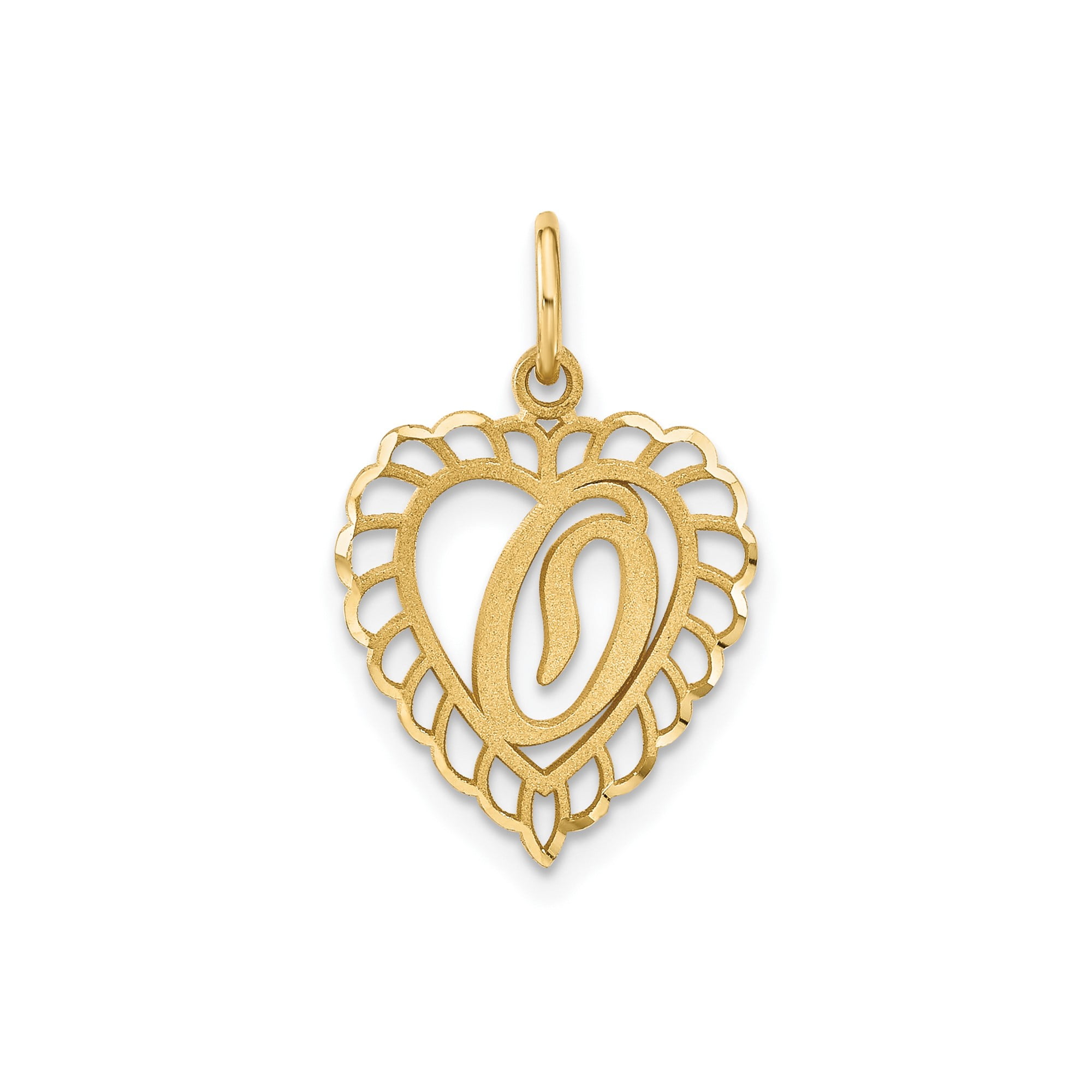 10k Yellow Gold Heart Pendant for Women with Filigree Border, Paisley ...