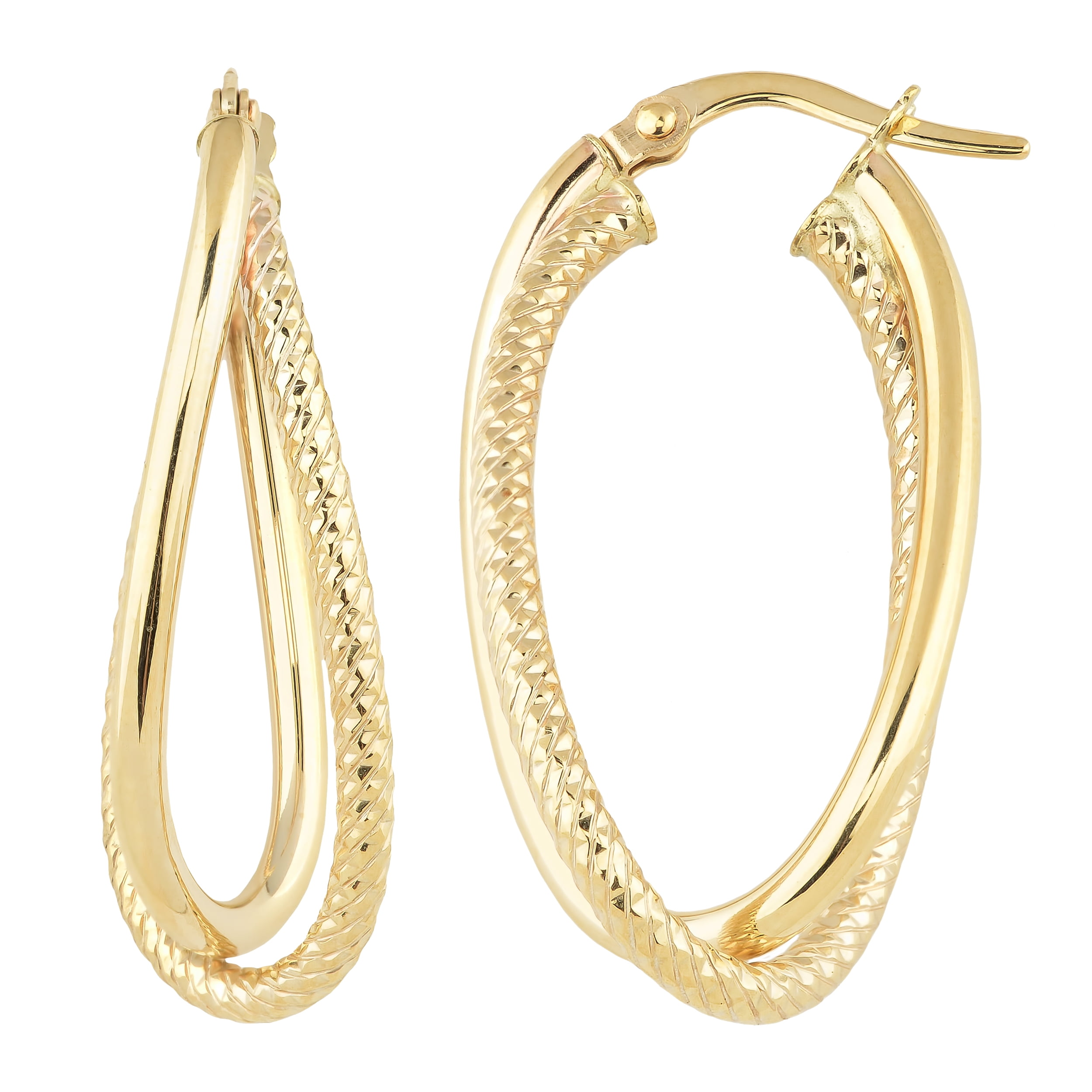KoolJewelry 10k Yellow Gold High Polish and Diamond-cut Overlapping ...