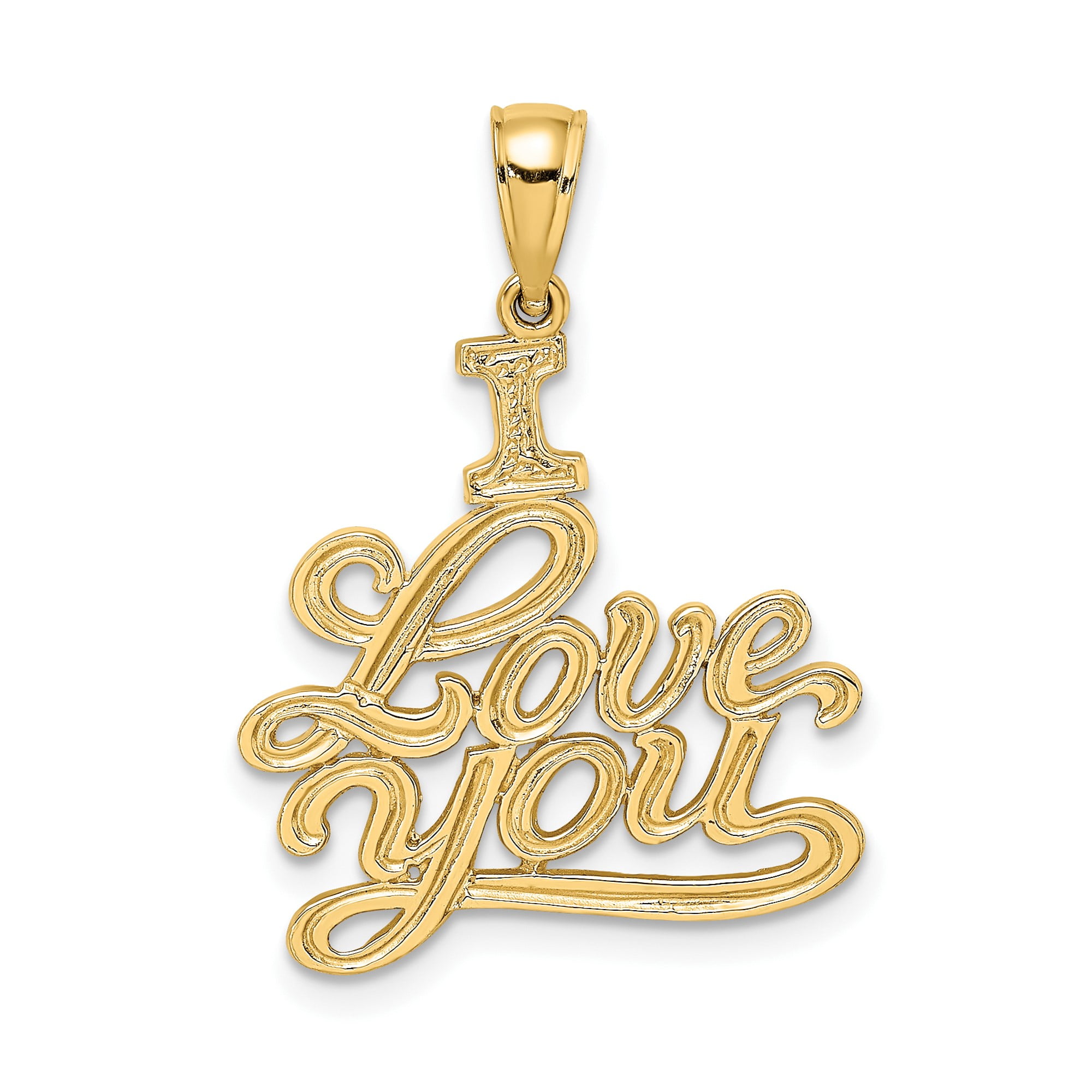 10k Yellow Gold I Love You Pendant with Script Lettering, Romantic ...