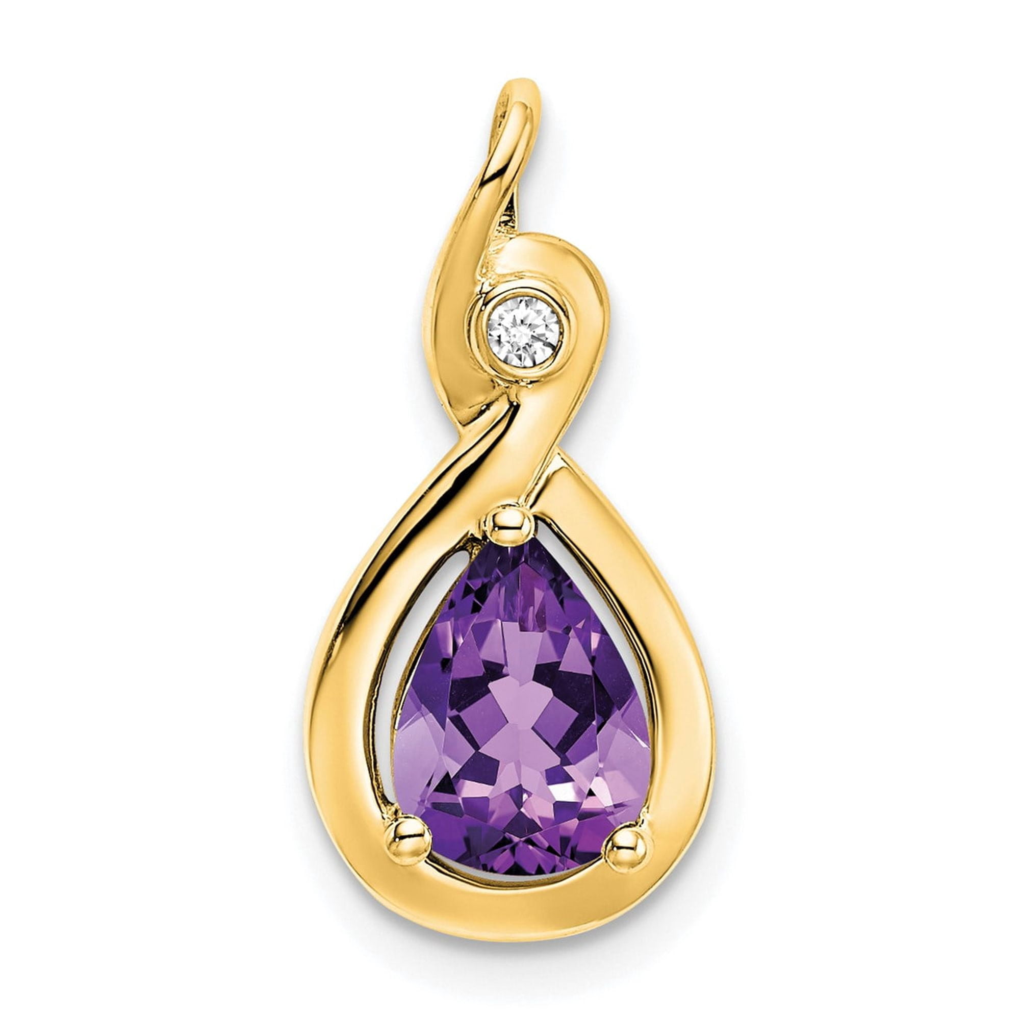 10k Yellow Gold Infinity Pendant Necklace for Women with Teardrop ...