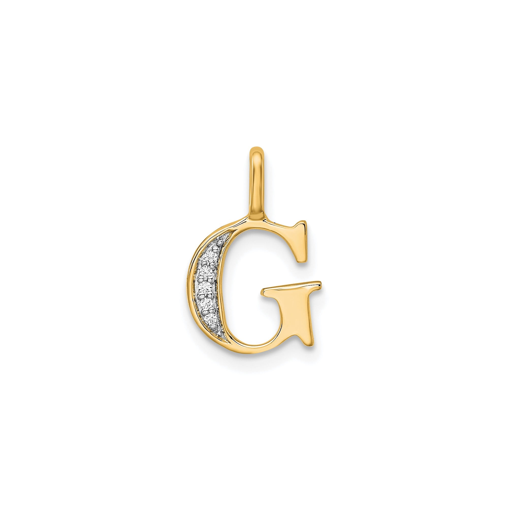 10k Yellow Gold Initial G Pendant for Women or Unisex with Pavé Diamond ...